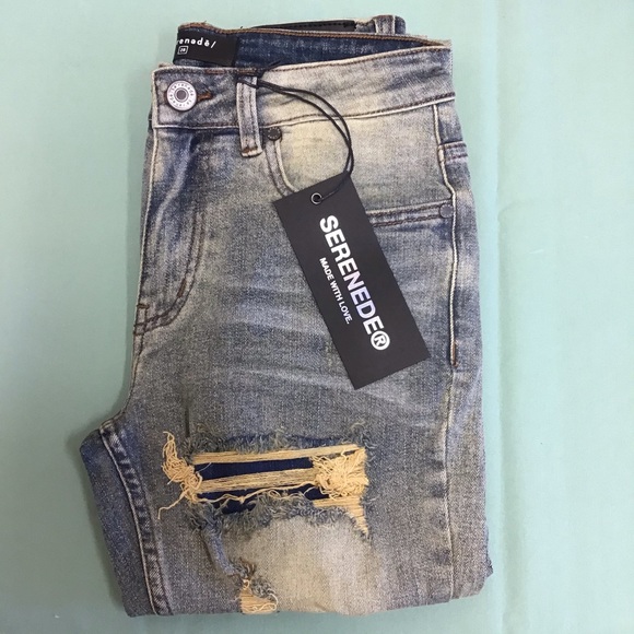 Serenede | Jeans | Serenede Mens Serenity Prayer Distressed Blue Skinny ...